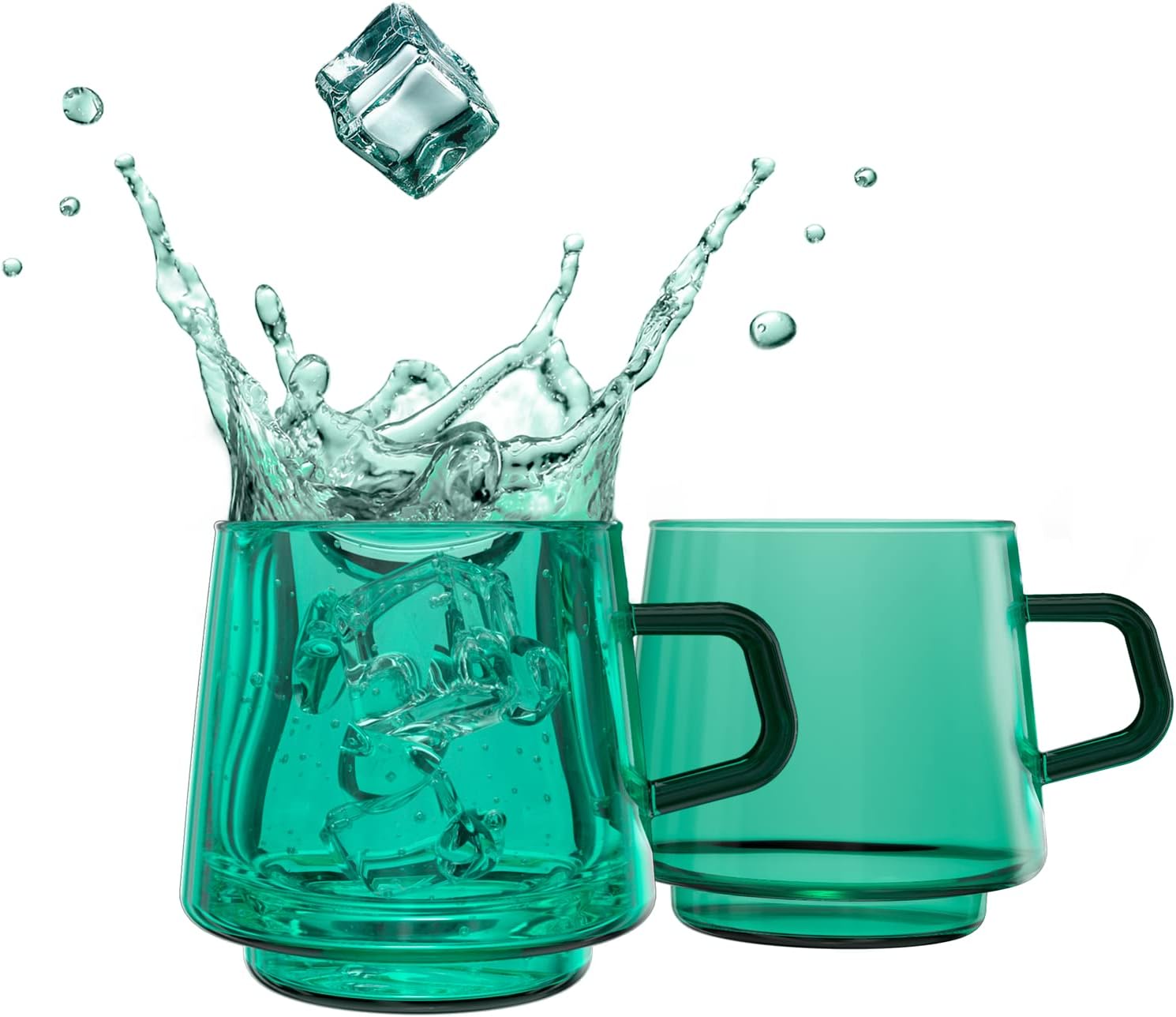 Amazon.com: Greenline Goods Light Green Drinking Glass Mugs - Stackable ...