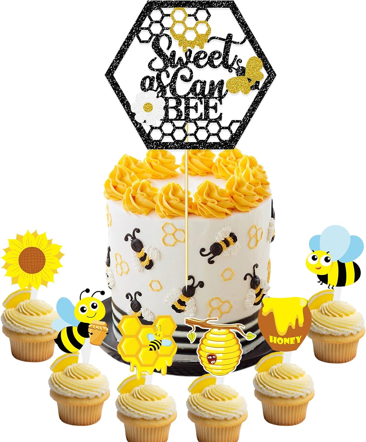 31 piezas Sweet As Can Bee Cake Topper Abeja Colmena Cupcake Decoración ...