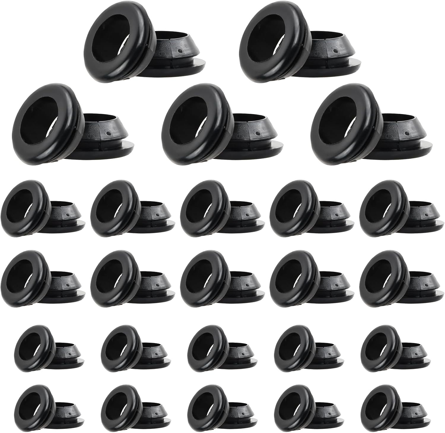 50 Pieces Black Rubber Grommets for Holes, Flexible Grommet Kit, Cable ...