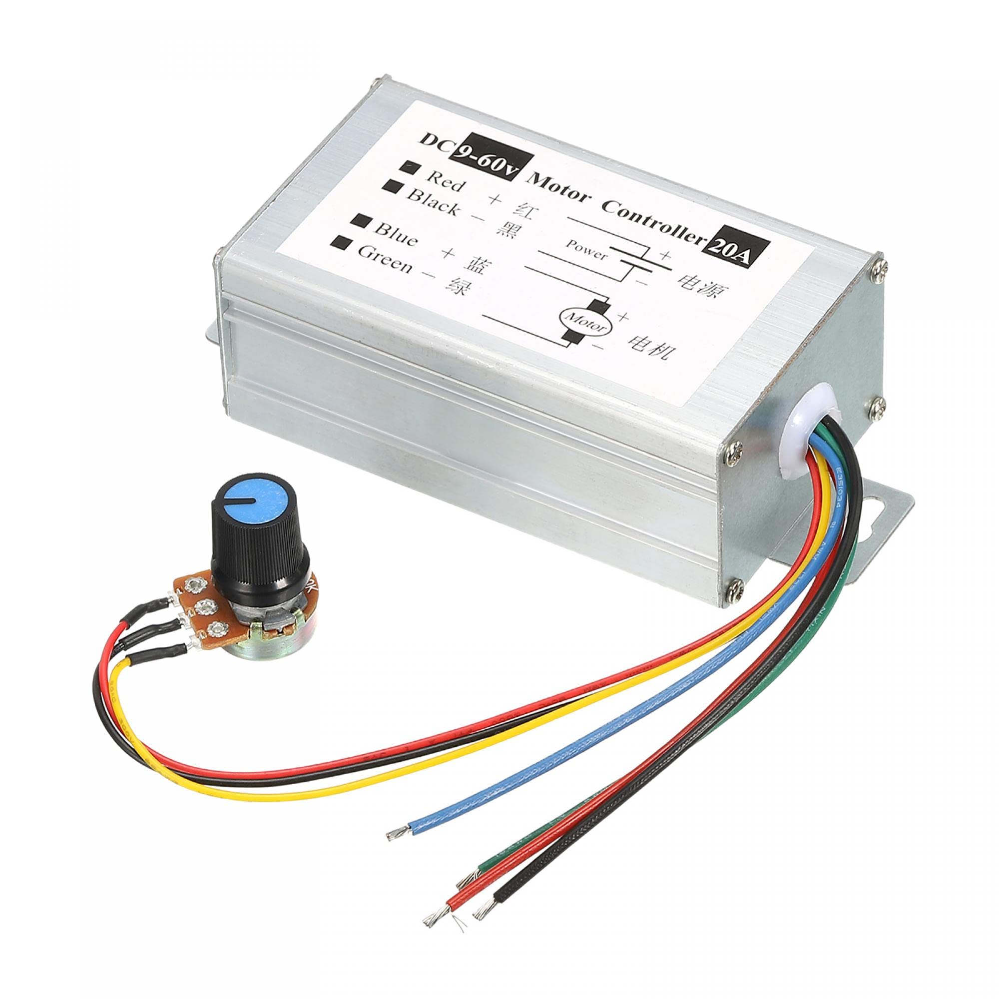 sourcing map DC 9V 12V 24V 36V 48V 60V 20A, DC Motor Speed Controller ...