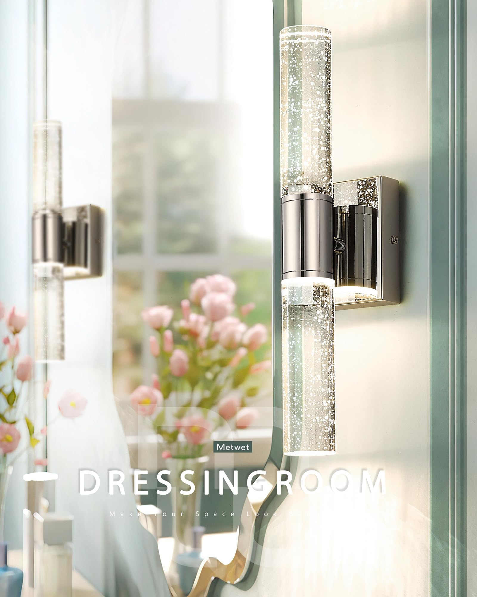 Bubble Glass Vanity Light Fixtures Quntis 3 Light Modern Chrome Vanity