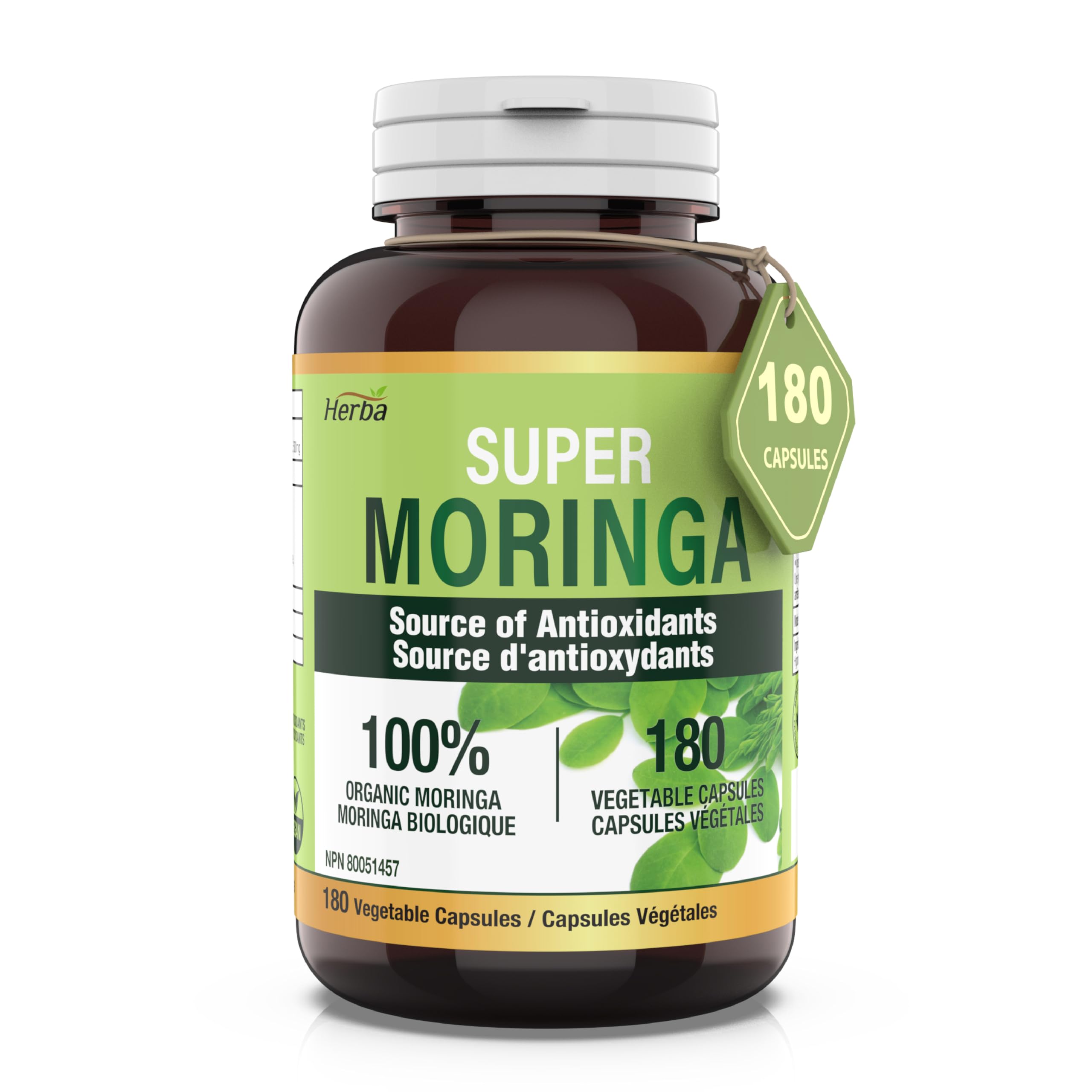 Herba Organic Moringa Capsules - 1000mg Per Day | 180 Moringa Leaf ...
