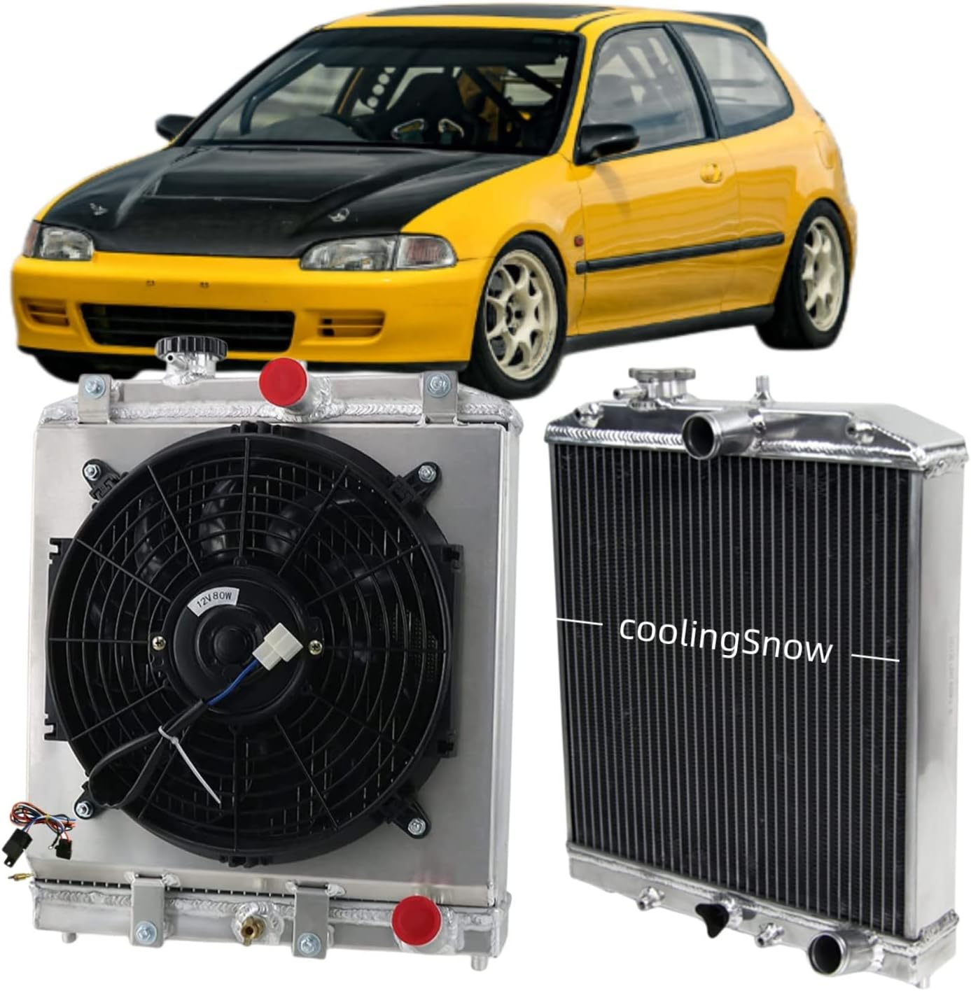 Amazon.com: CoolingSnow 4 Row Core Radiator for Honda Civic EJ EK EG ...