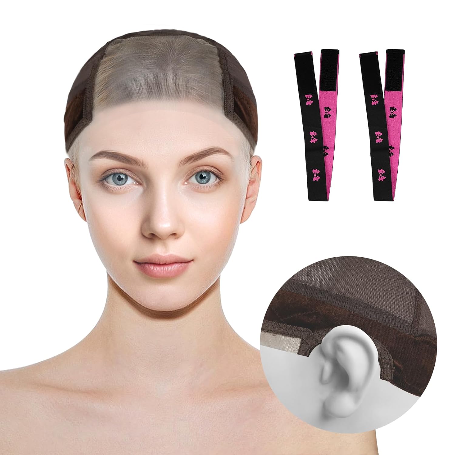 Amazon.com: WOVTE Wig Grip Cap, Adjustable Ear-Cutouts Transparent Lace ...