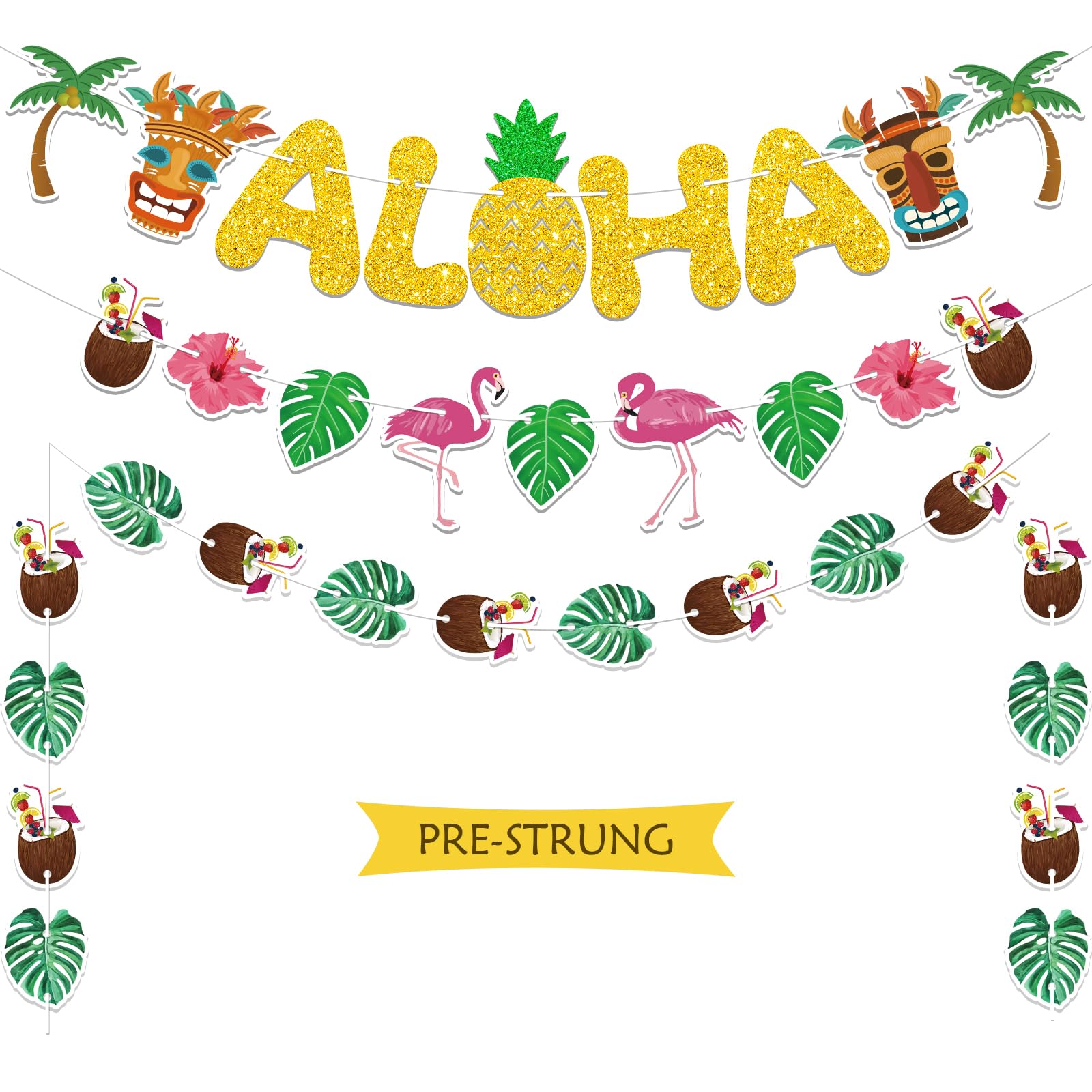 Amazon.com: Stcomart Pre-Strung Hawaiian Aloha Party Banner Decorations ...