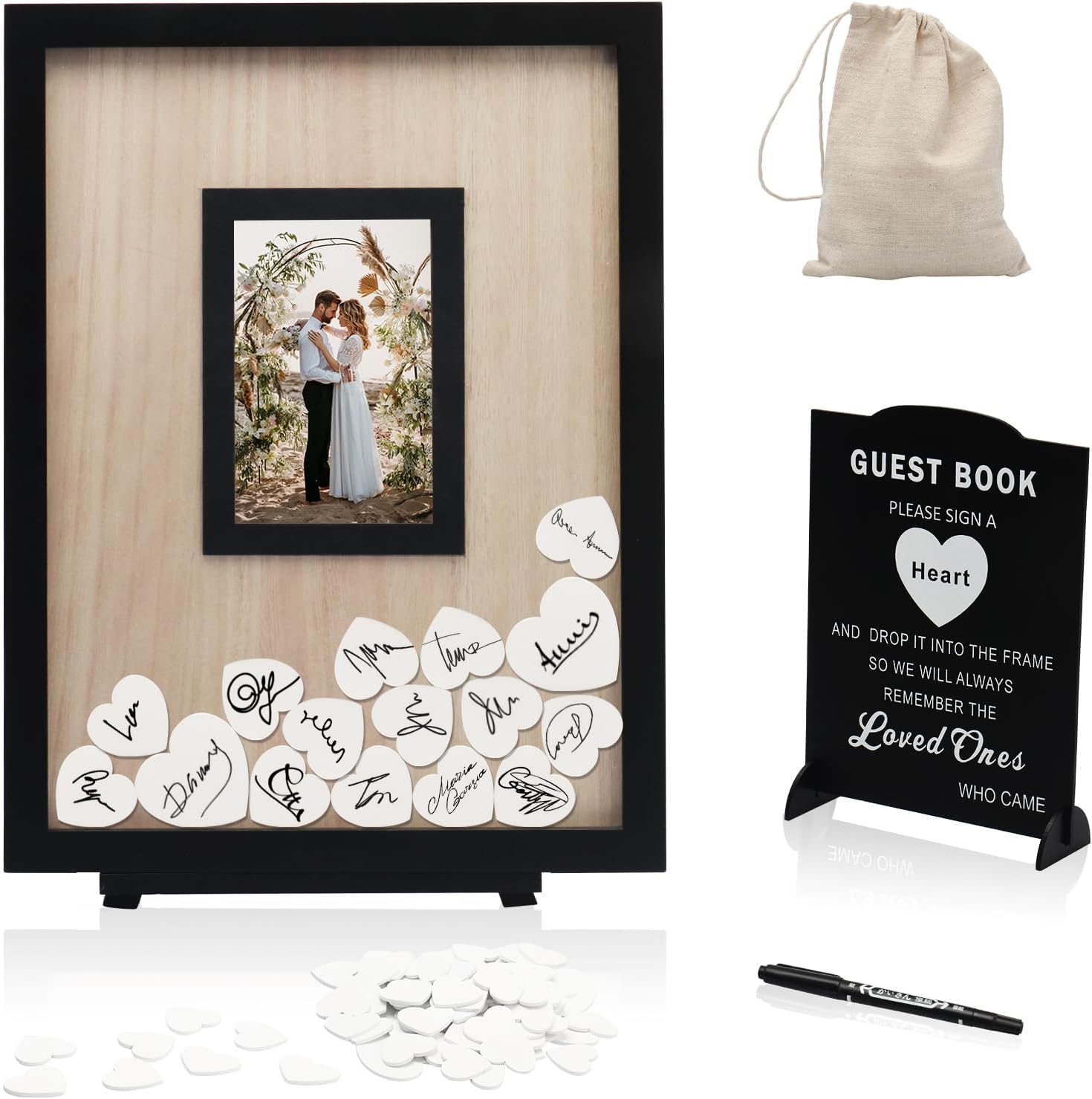 Amazon.com: DOUXAGE Wedding Guest Book Alternative White,Guest Book ...