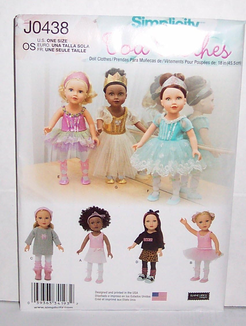 Amazon.com: Simplicity 18" Doll Clothes Pattern 9856 : Arts, Crafts ...