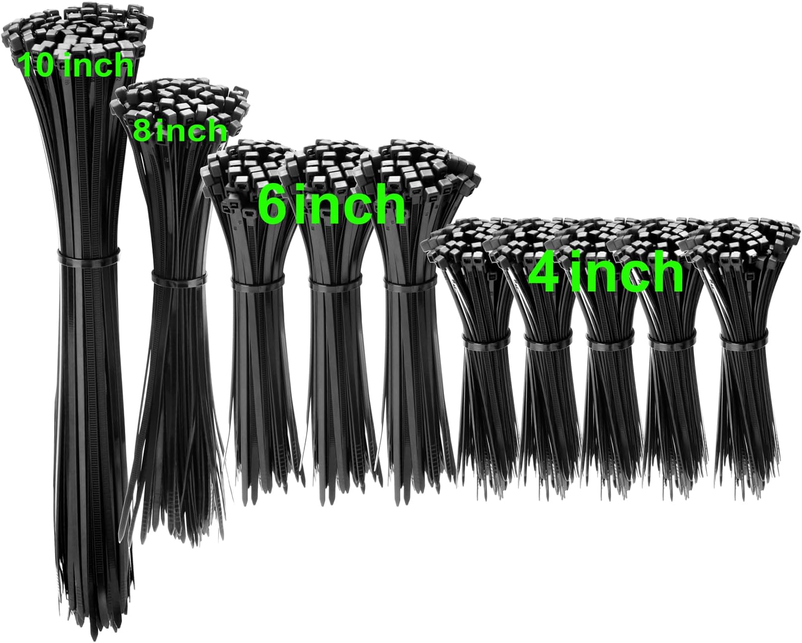 1000 Pack Cable Ties Black Zip Ties, Nylon Tie Wraps UV Resistant, Self ...