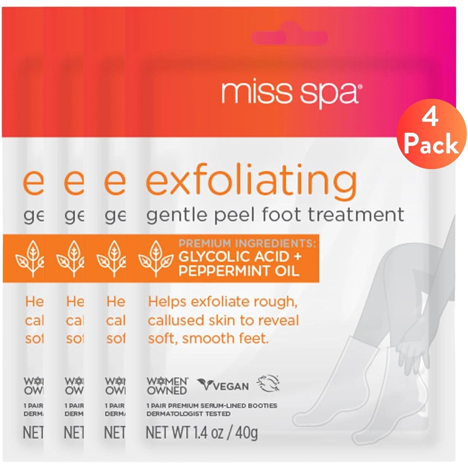 Amazon.com: MISS SPA Foot Peel Mask 4 Pack Exfoliating Foot Treatment ...