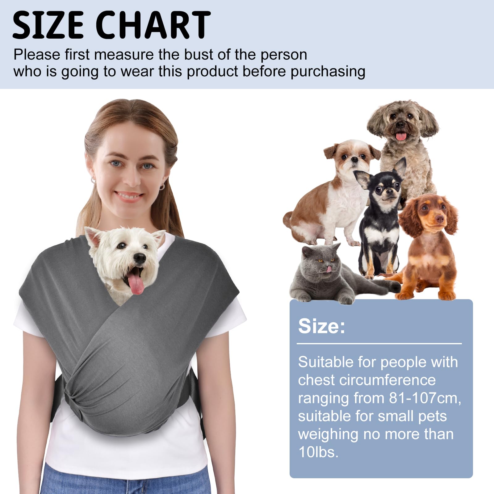 Snapklik.com : CUBY Swaddle Dog Sling Carrier For Small Dogs, Front Pet ...