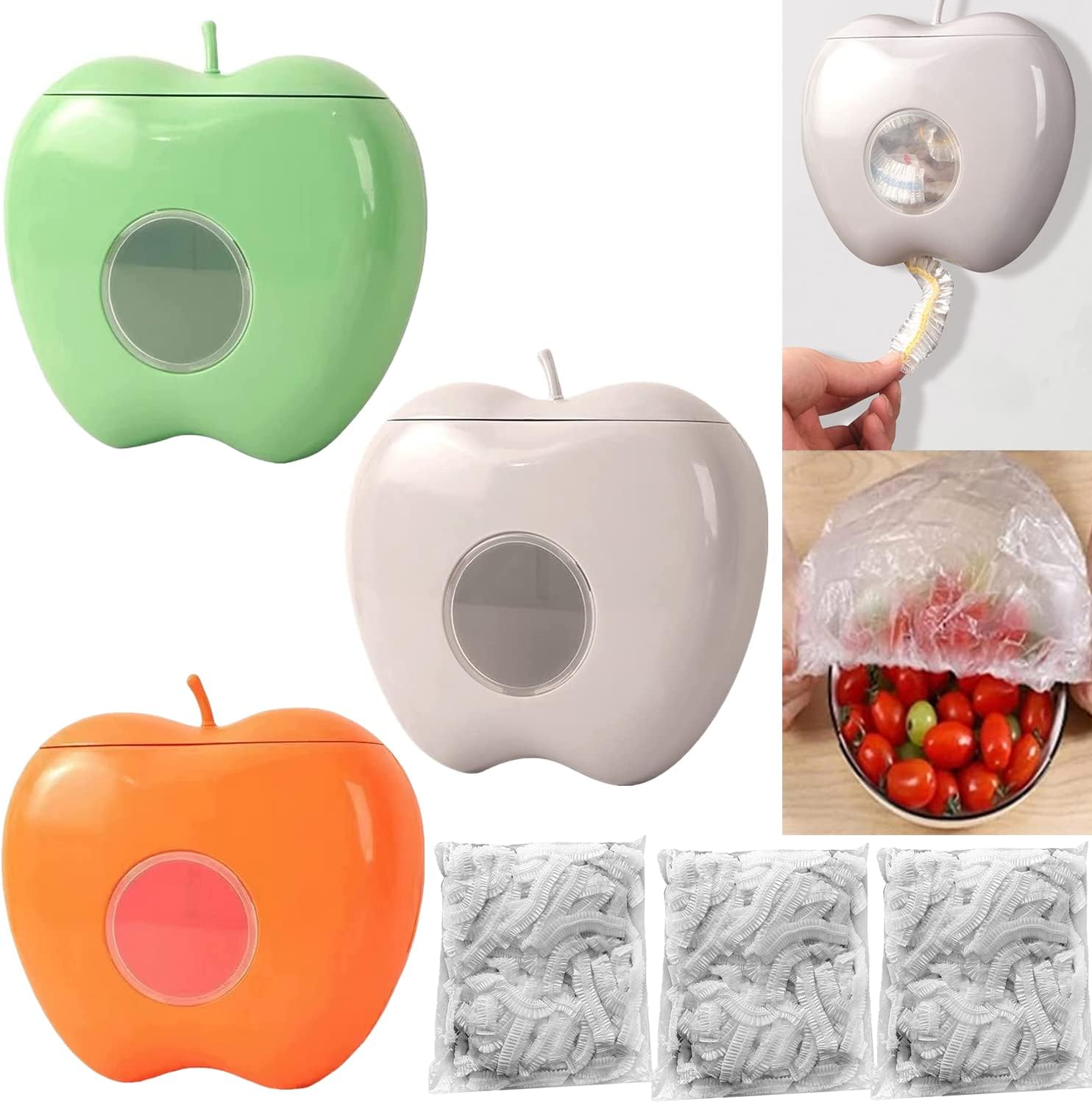 Amazon.com: 3 Pcs Plastic Wrap Storage Box Dispenser, with 300 Pcs ...