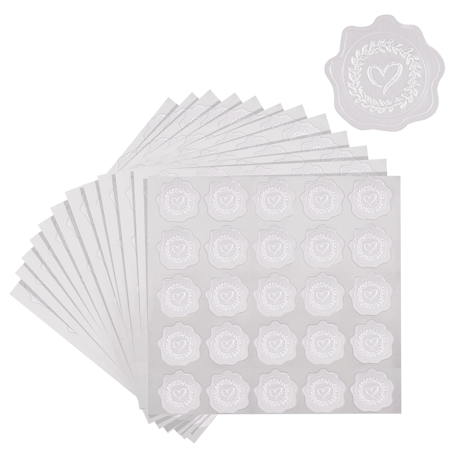 Amazon.com: Anwyll Heart Envelope Seals Stickers,Silver Embossed Wax ...