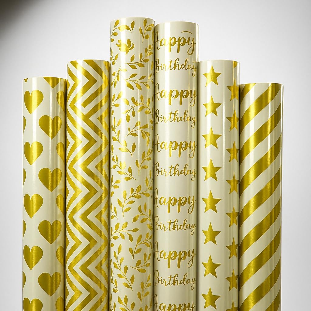 AccuPrints Pack of 6 Gift Wrapping Paper - Gift Paper - Gift Wrap Roll ...