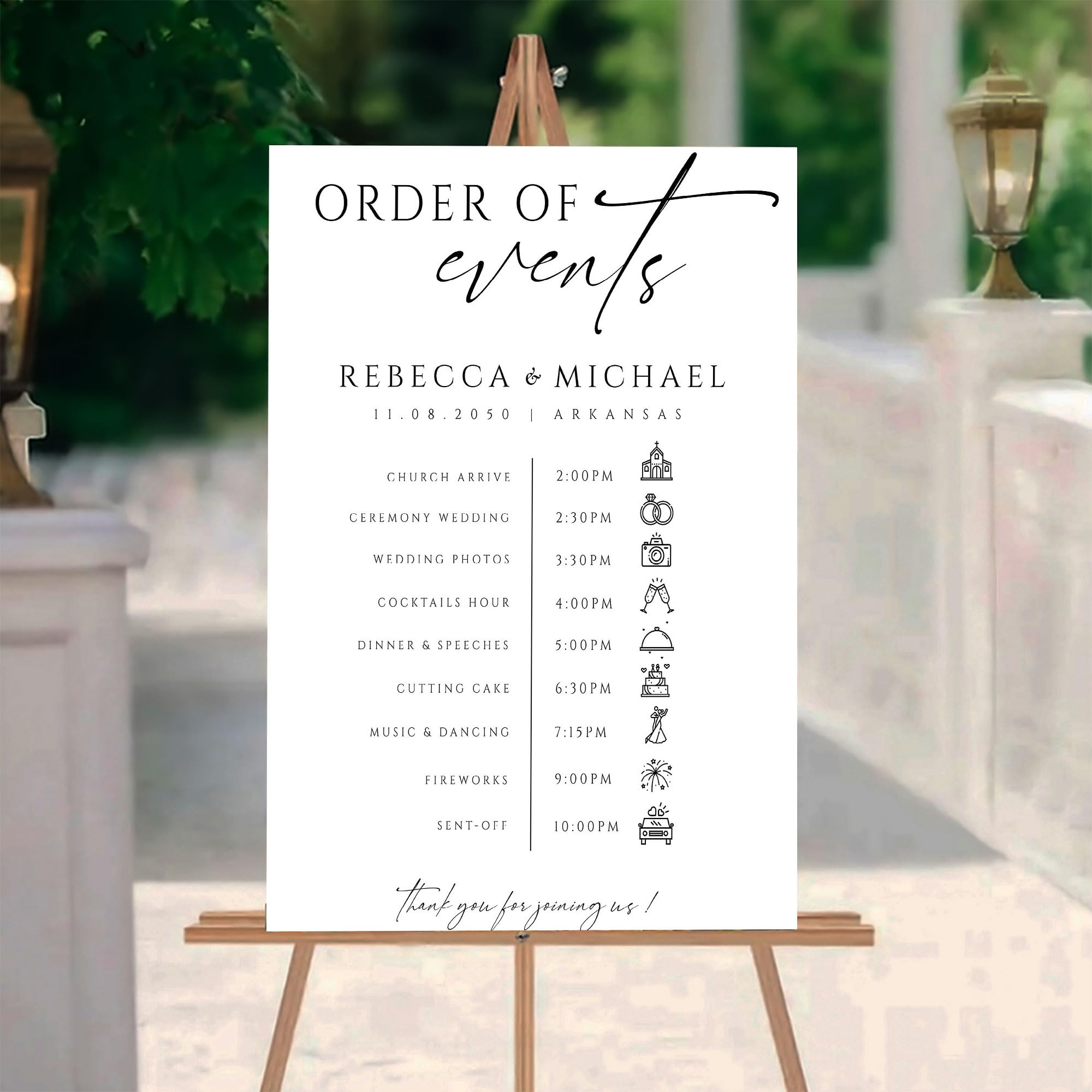 Amazon.com: Personalized Minimalist Order Of Events Sign, Modern ...