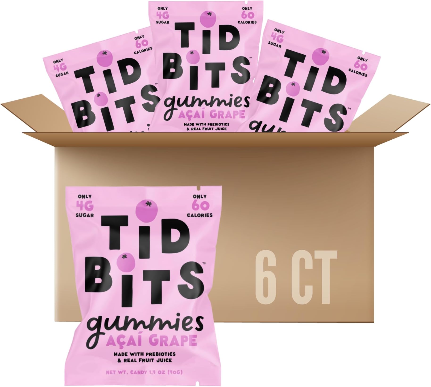 Amazon.com : TiDBiTS Gummy Candies with Low Sugar (4g), Low Calorie (60 ...