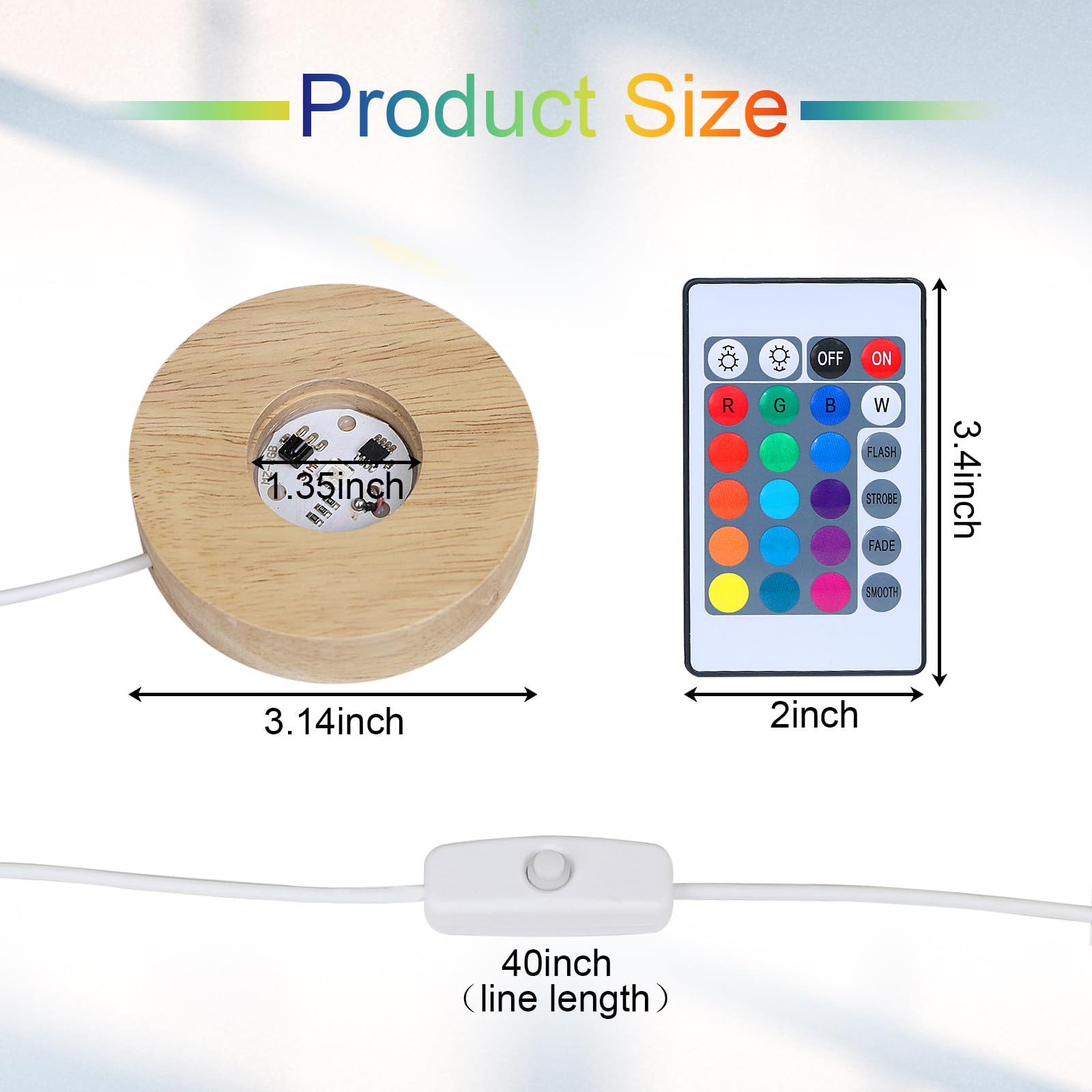 LACGO 4 PCS Round Wooden Light Bases - 3 inch LED Display Stand with ...