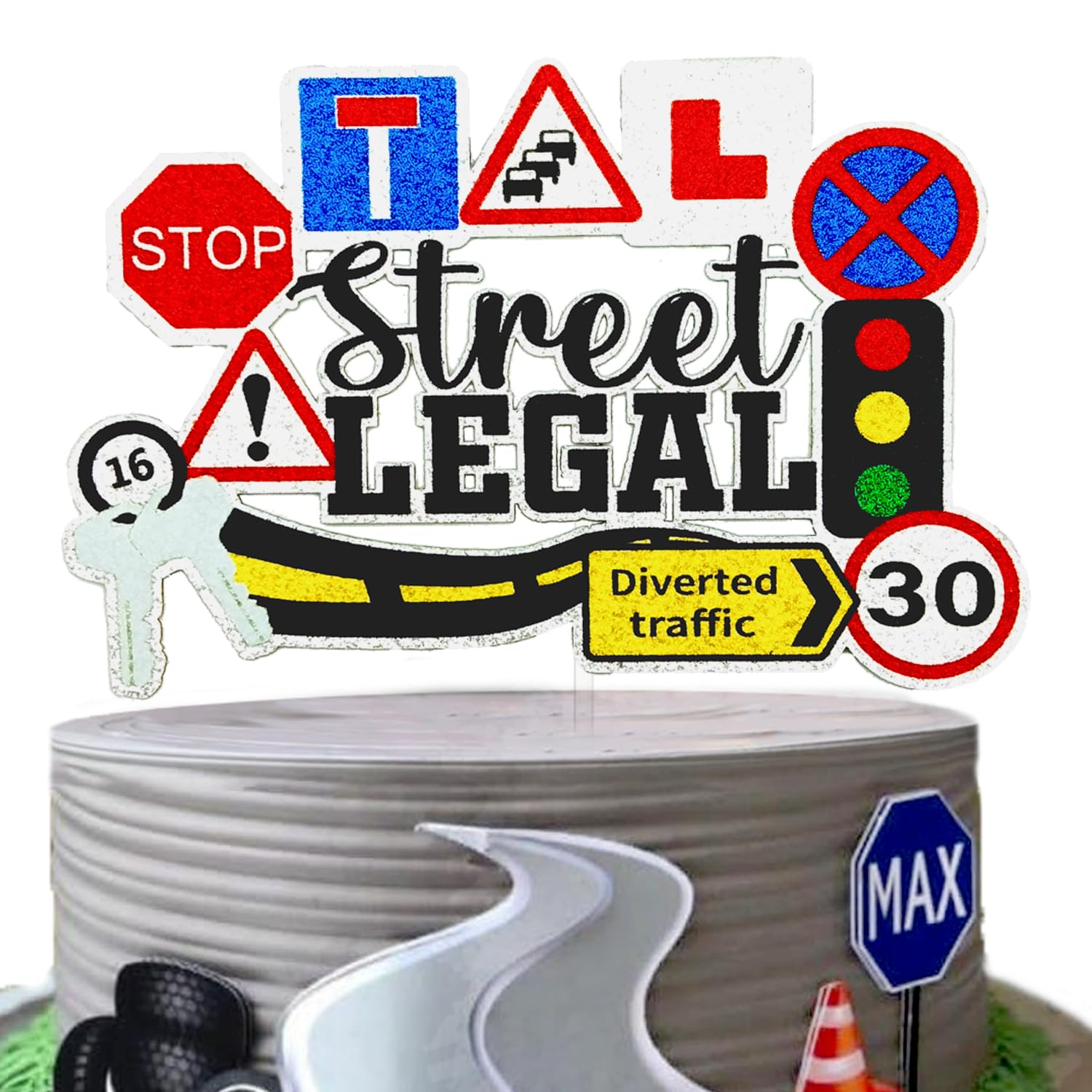 New Driver Cake Topper, Street Legal Cake Decor, Caution New Driver ...