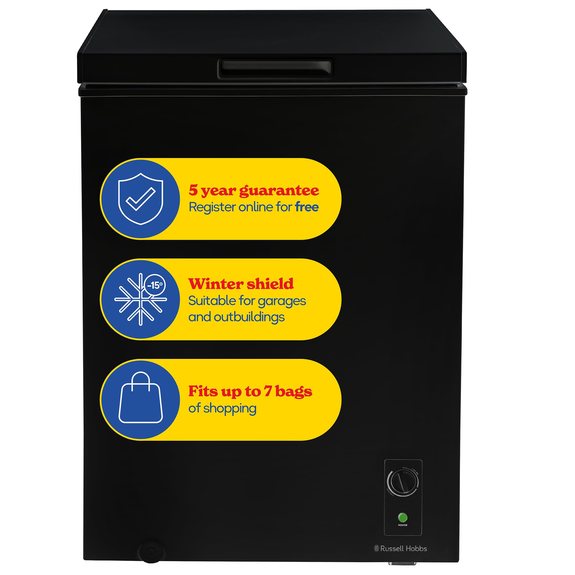 Russell Hobbs Black Chest Freezer 143L Freestanding with 5 Year ...