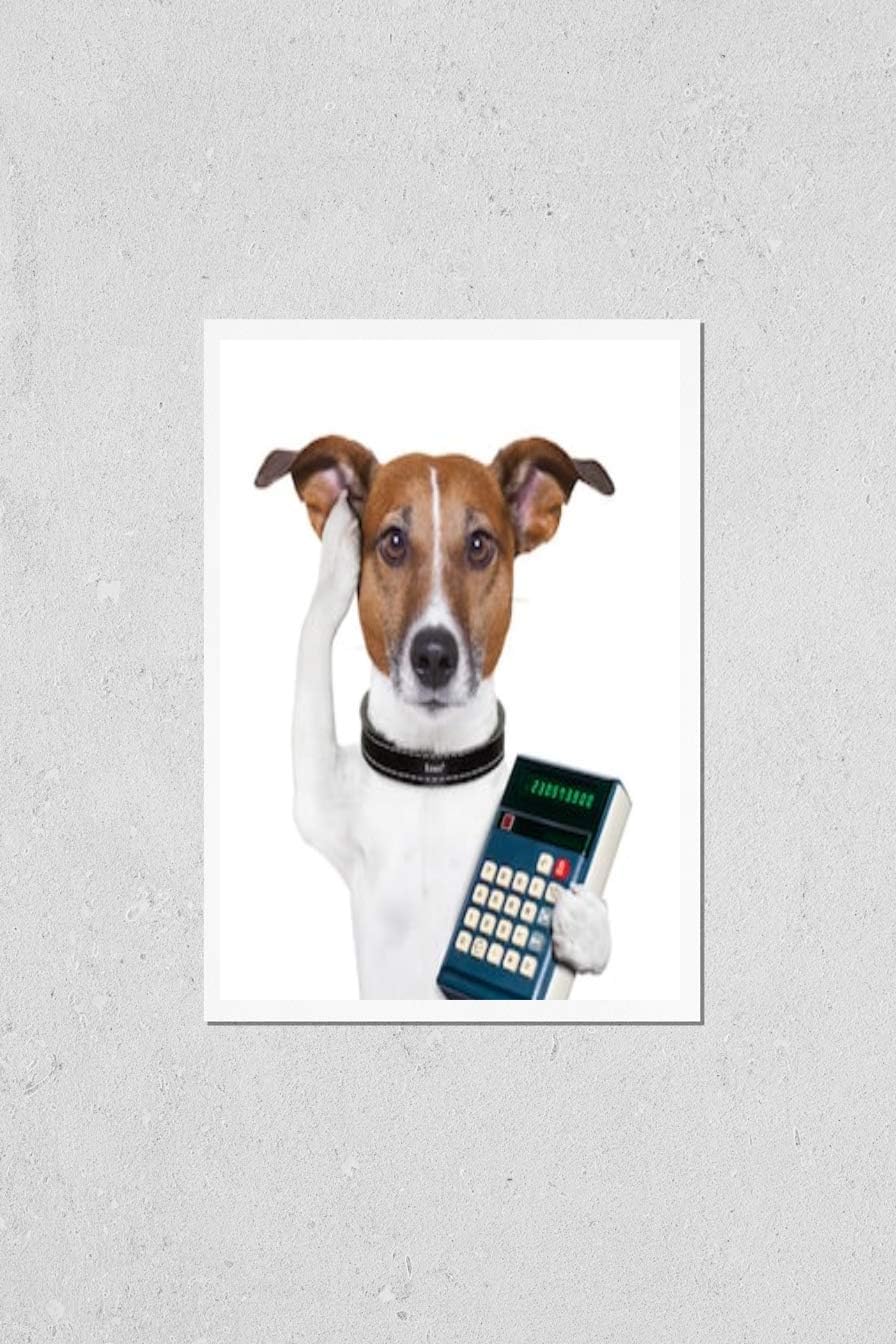 Amazon.com: HardPress Wall Art Poster Print of Dog Accountant Thinking ...