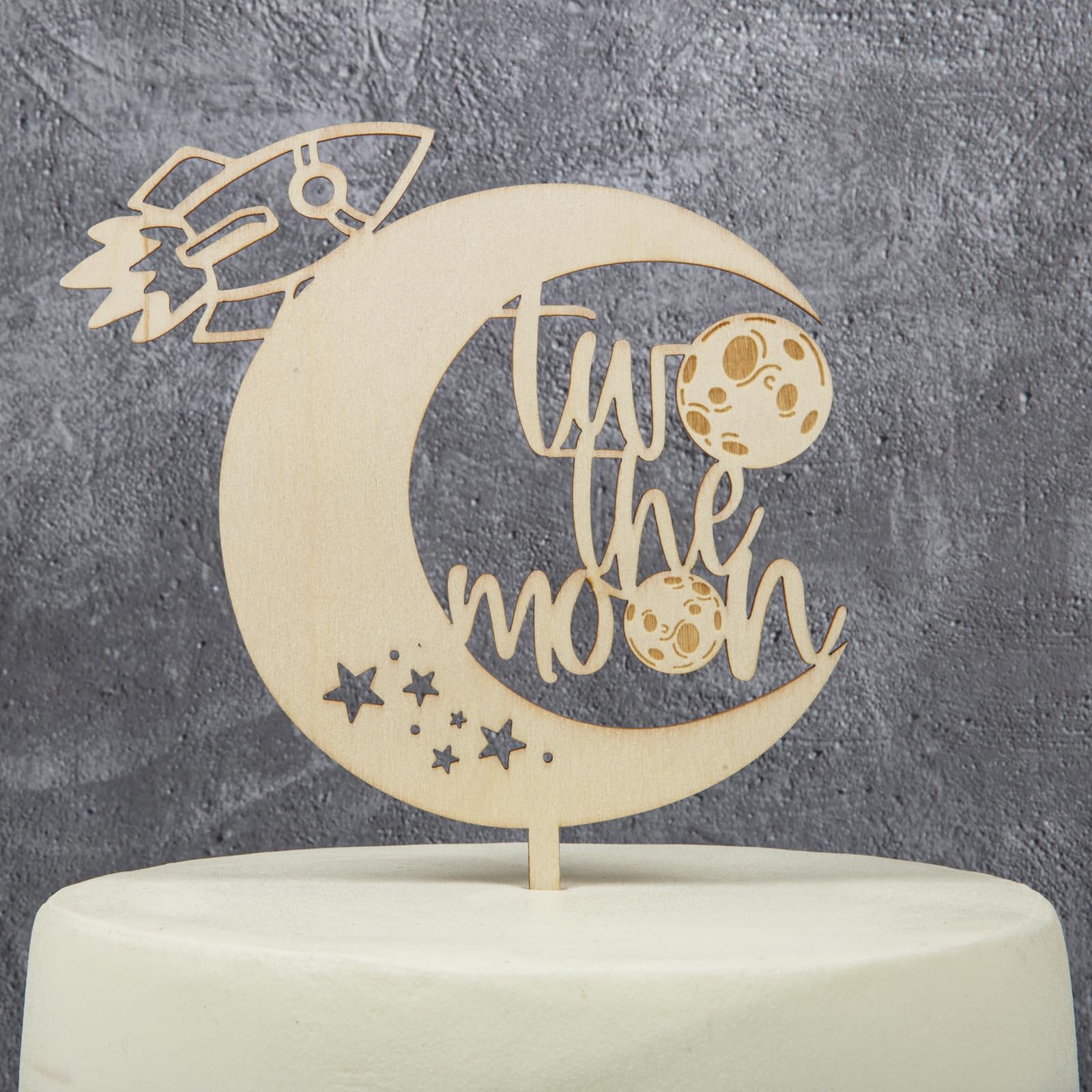 Amazon.com: Wood Two The Moon Cake Topper - 2nd Birthday Decorations ...