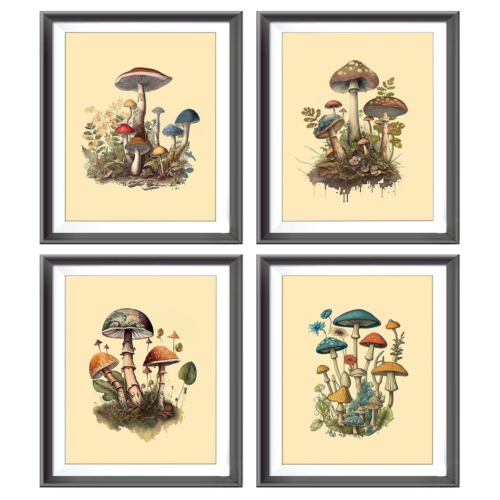 Amazon.com: AEHIE Vintage Mushroom Wall Art Print, Retro Mushroom ...