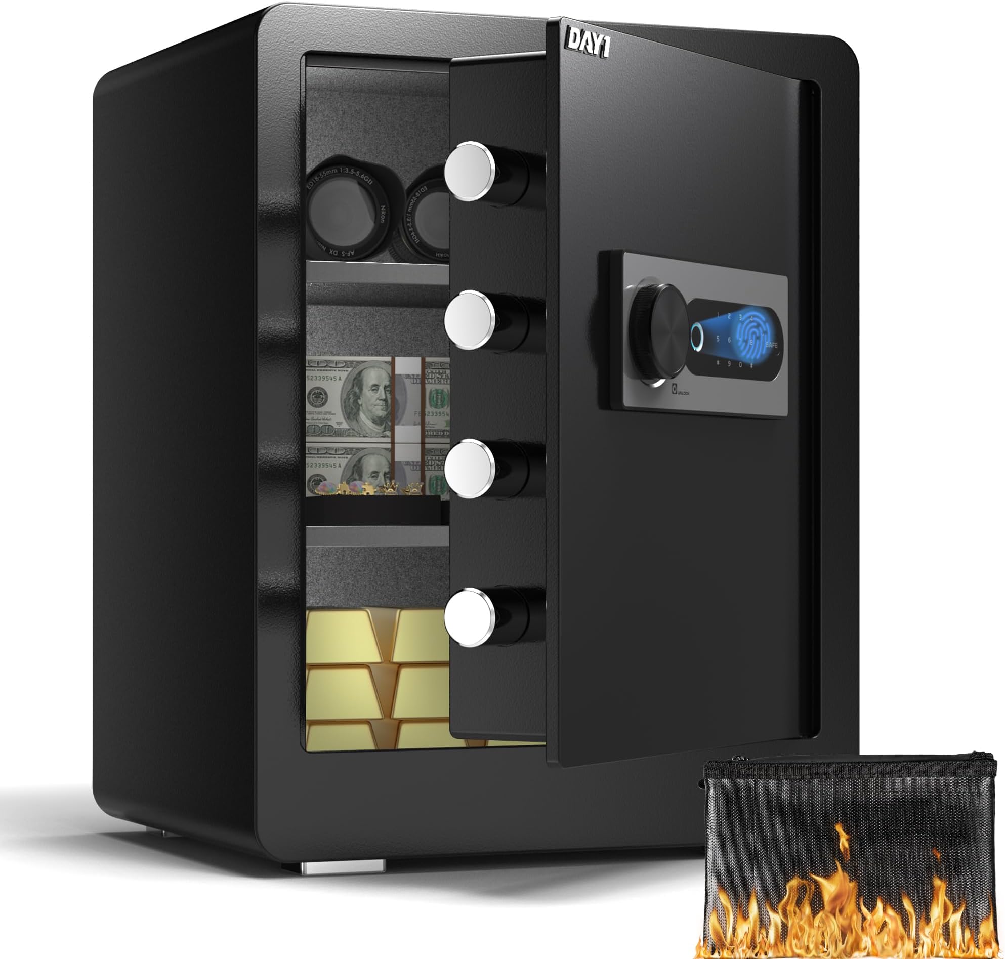 Whalsure Biometric Safe Box,2.6 Cub Home Safe with Biometric ...