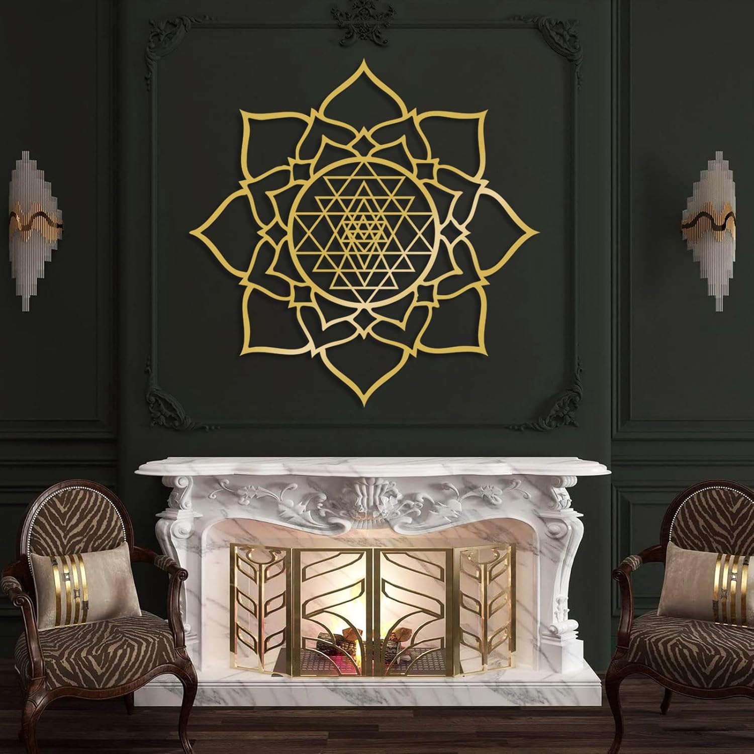 Amazon.com: Metal Wall Decor, Sacred Geometry Wall Art, Sri Yantra ...