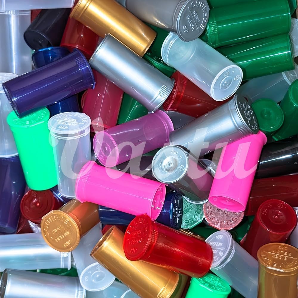 Vastu 100 x Pop Top Containers Bottle Vials - 19DR / 13DR (Squeeze Pot ...