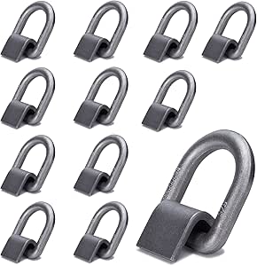 AYMMIC 3/8" Heavy Duty Weld-On Forged D Ring with Welding Clips, D-Ring Tie Down Anchor with ...
