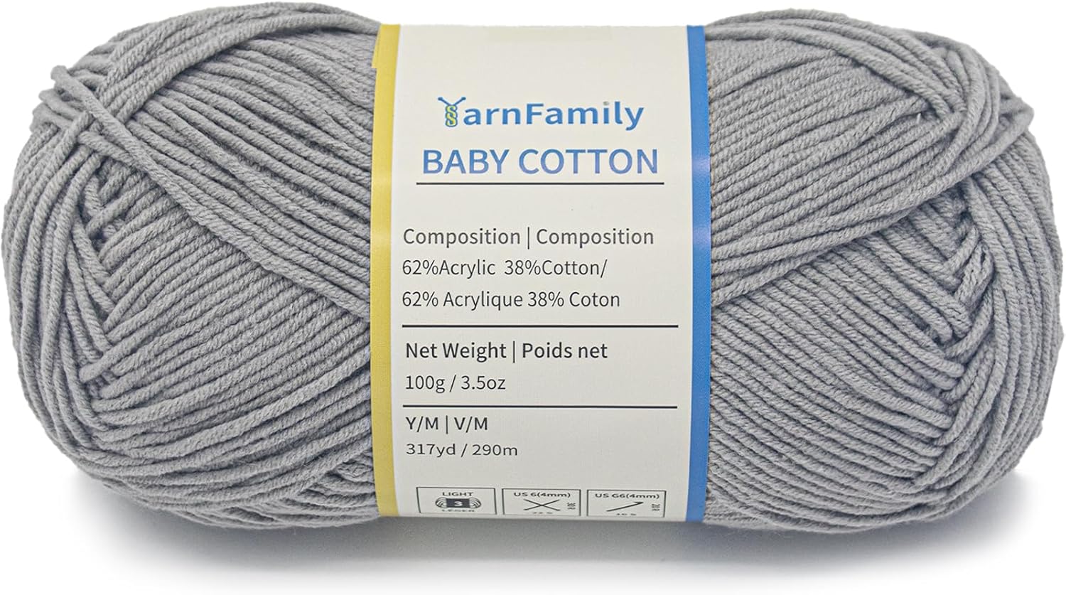Amazon.com: YarnFamily Baby Cotton Yarn, Soft Acrylic Yarn for Baby ...