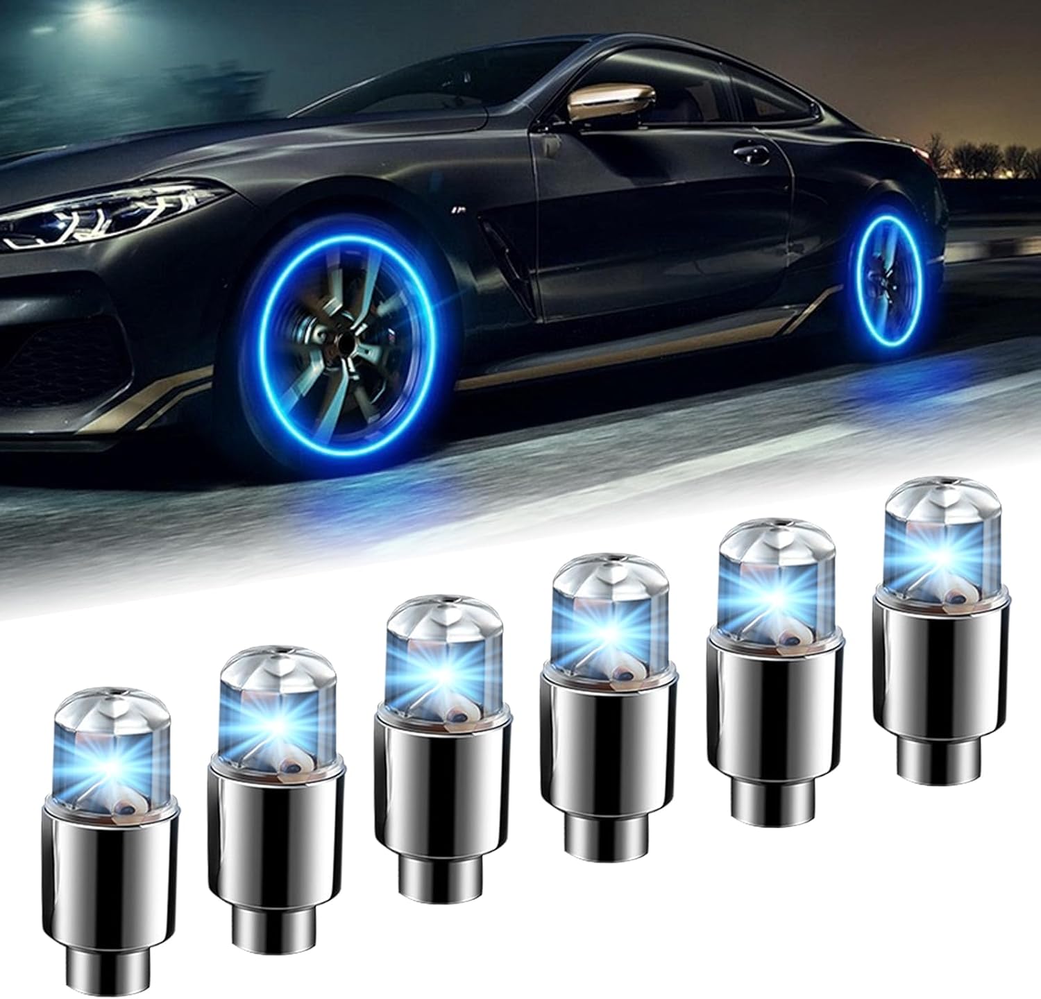 Amazon.com: Flygun 6 PCS Car LED Tire Lights, Waterproof PVC Metal ...