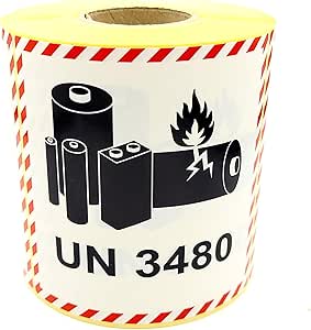MD Labels 500 Dangerous Goods Labels UN 3480 100 x 100 mm - Contains ...