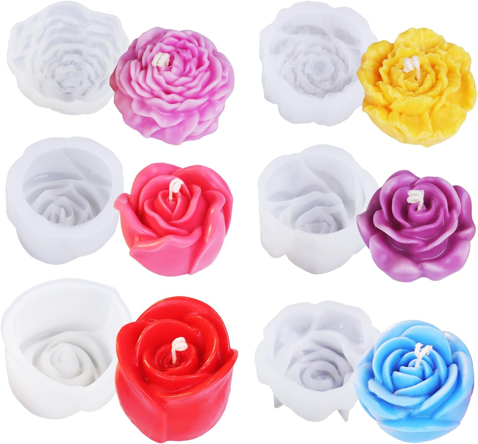 Amazon.com: 2 Pack Peony Mold Peony Candle Mold Rose Mold Peony Resin ...