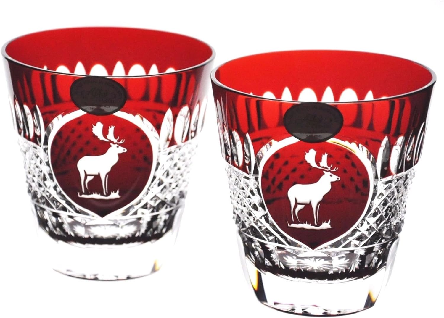 Amazon.com | Ajka Ruby Red Elk Moose Cut to Clear Cased Crystal Whiskey ...