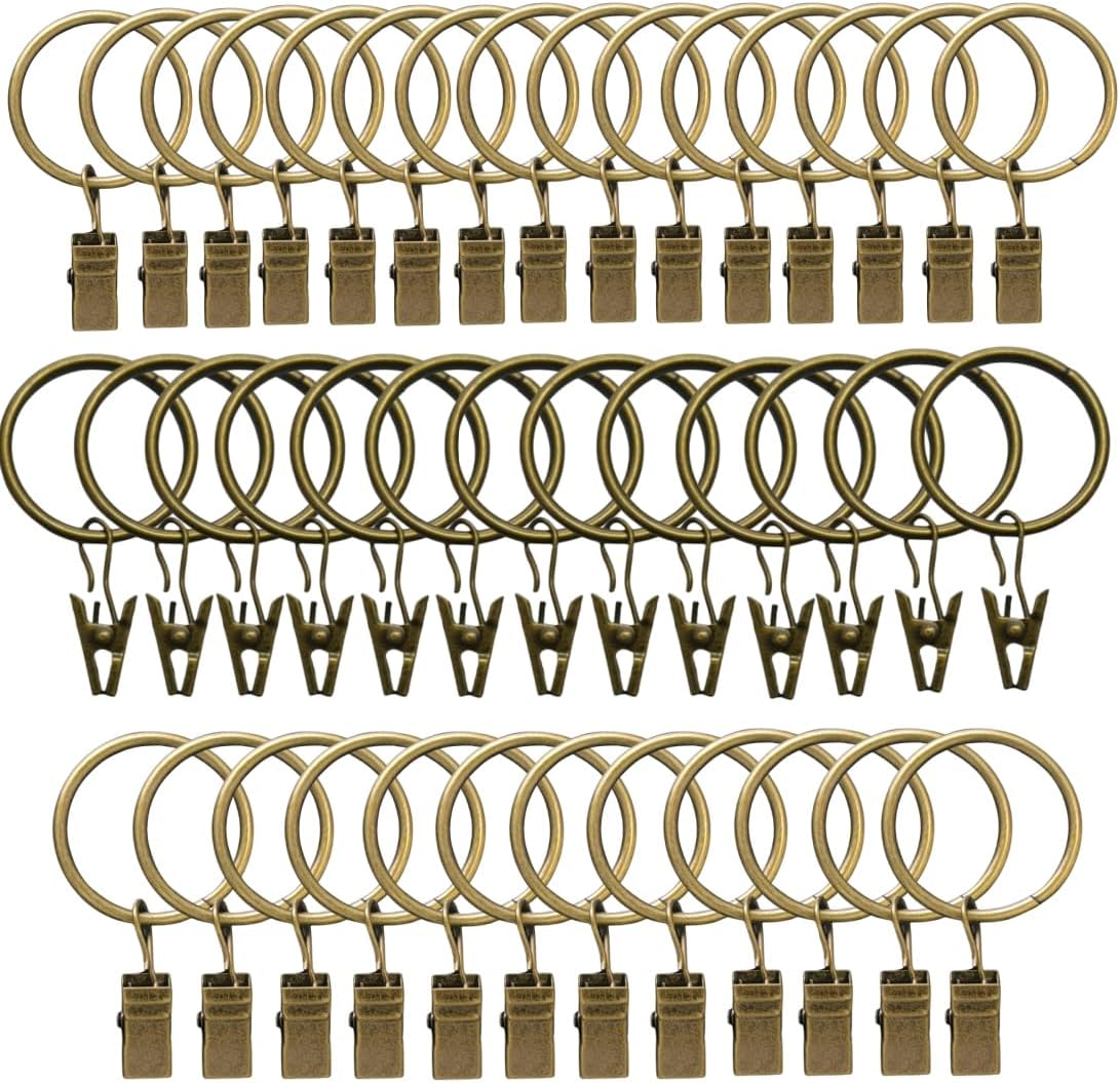 Amazon.com: UPEYXDQR Curtain Rings with Clips, Drapery Clips with Rings ...