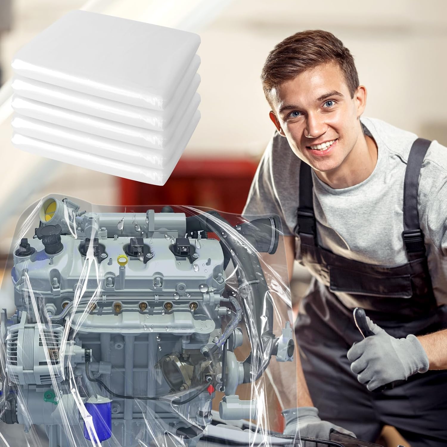 Amazon.com: U0U Engine Bag Cover,35.4 x 35.4Inch Plastic Engine Storage ...