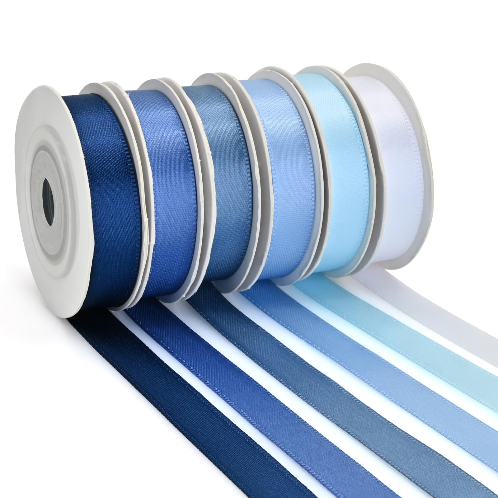 Amazon.com: BVIEAKD Dusty Blue Navy Blue Satin Ribbon 3/8 Inch Width 5 ...