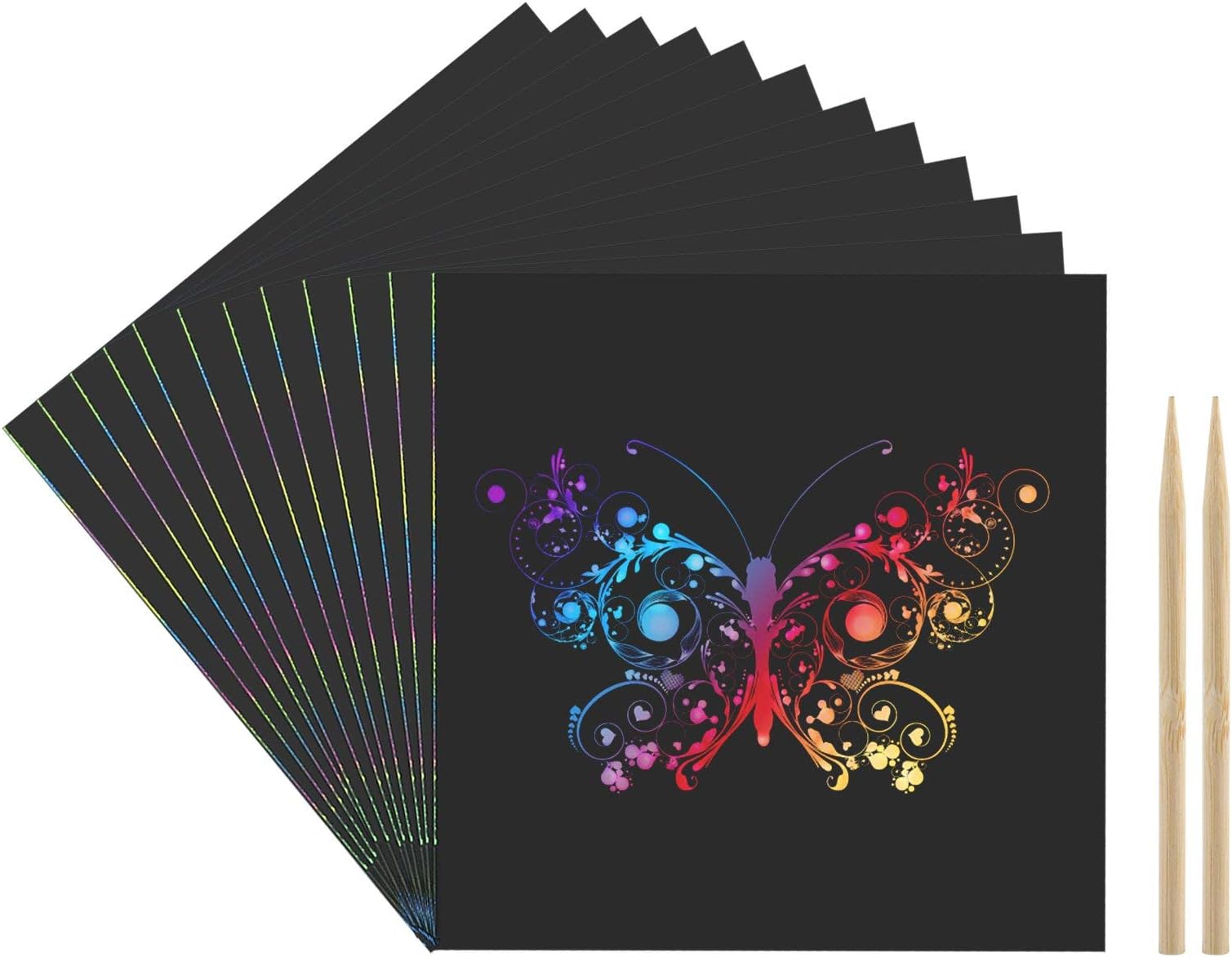 9 Pcs Scratch Art Paper for Kids, Rainbow Animal Scratch Off Paper Arts ...