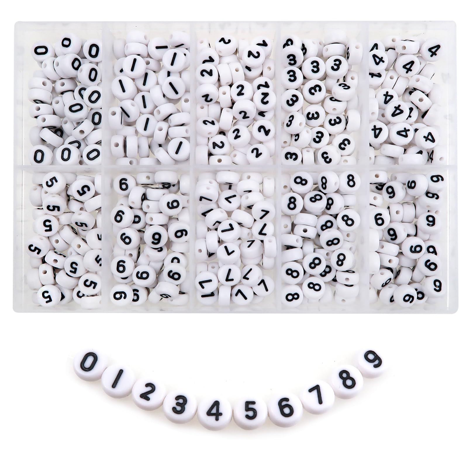 Amazon.com: TOAOB 500pcs Acrylic Number Beads Round Letter Beads Black ...