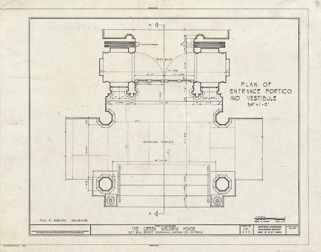 Historic Pictoric : Blueprint 8. Entrance Portico and Vestibule Plan ...