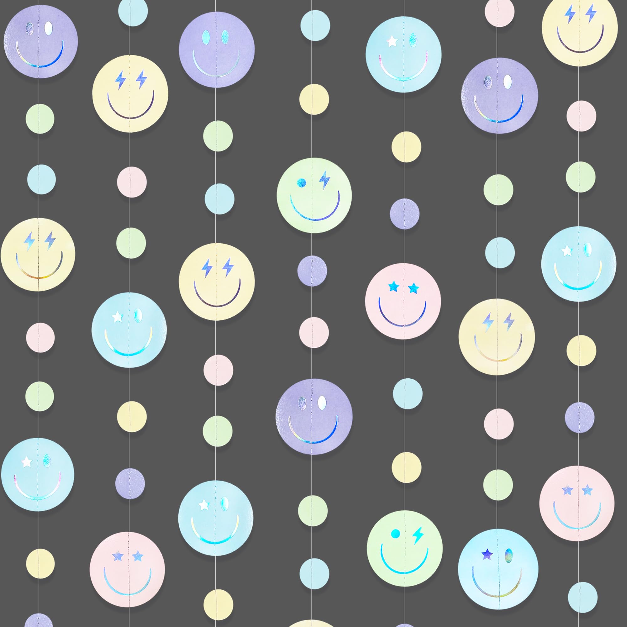 Amazon.com: Iridescent Pastel Smile Face Decorations Lightning Star ...