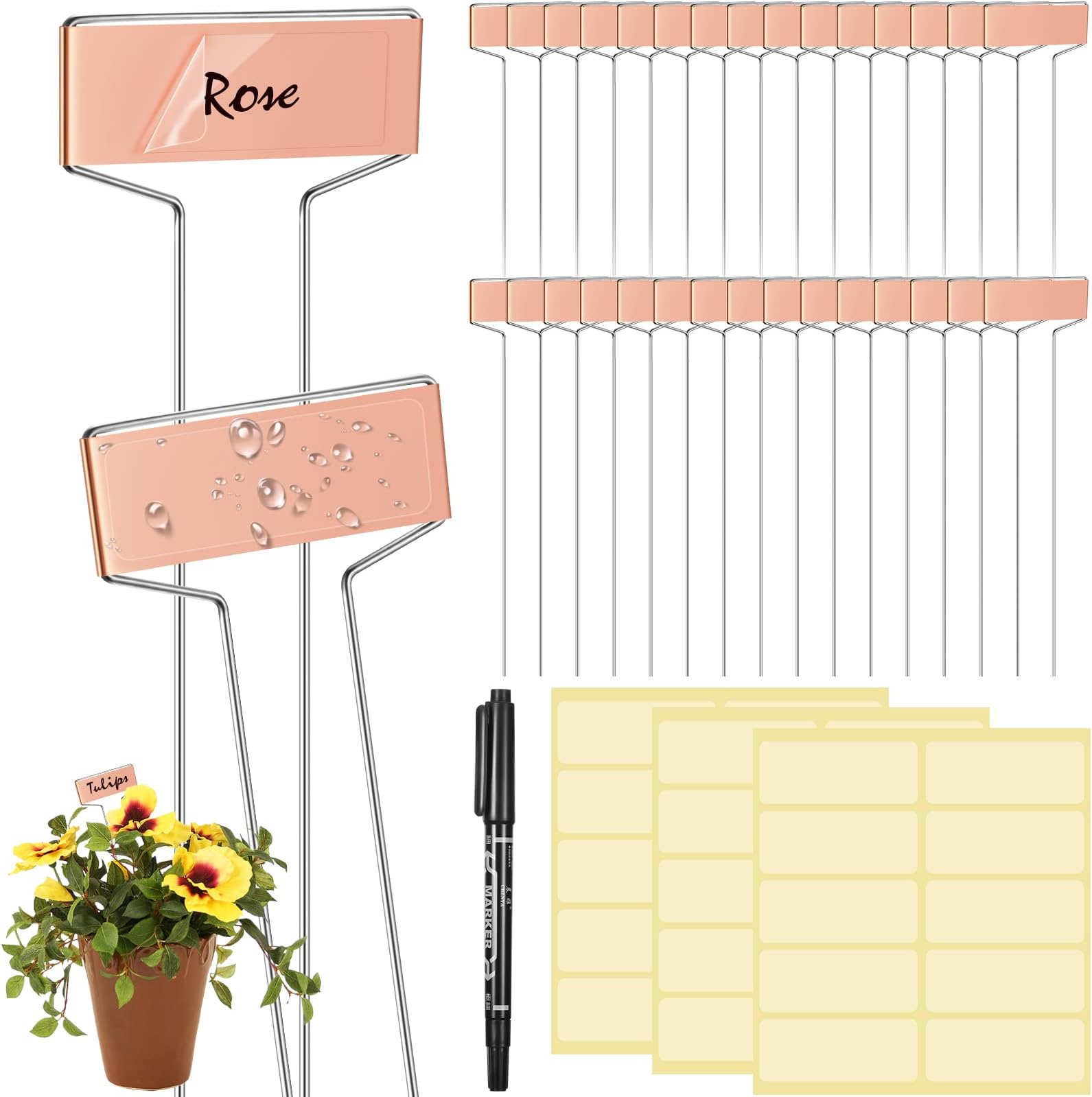 Amazon.com: LEIFIDE 61 Pieces Metal Plant Tags Kit, 30 Pcs Copper Metal ...