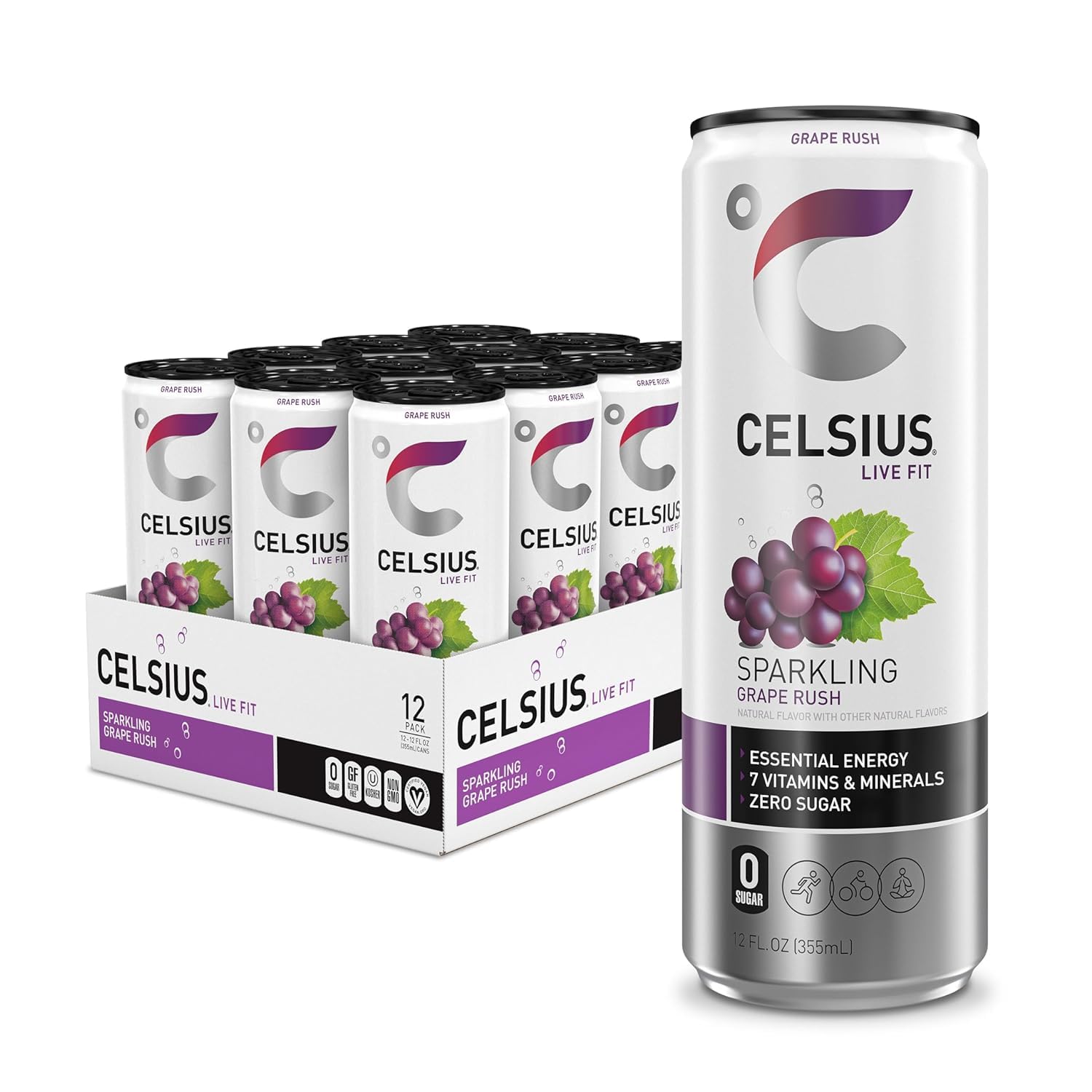 Amazon.com : CELSIUS Sparkling Grape Rush Functional Essential Energy ...