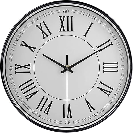 Amazon.com: WOOPHEN 12 Inch Silent Wall Clock Battery Powered, Roman ...