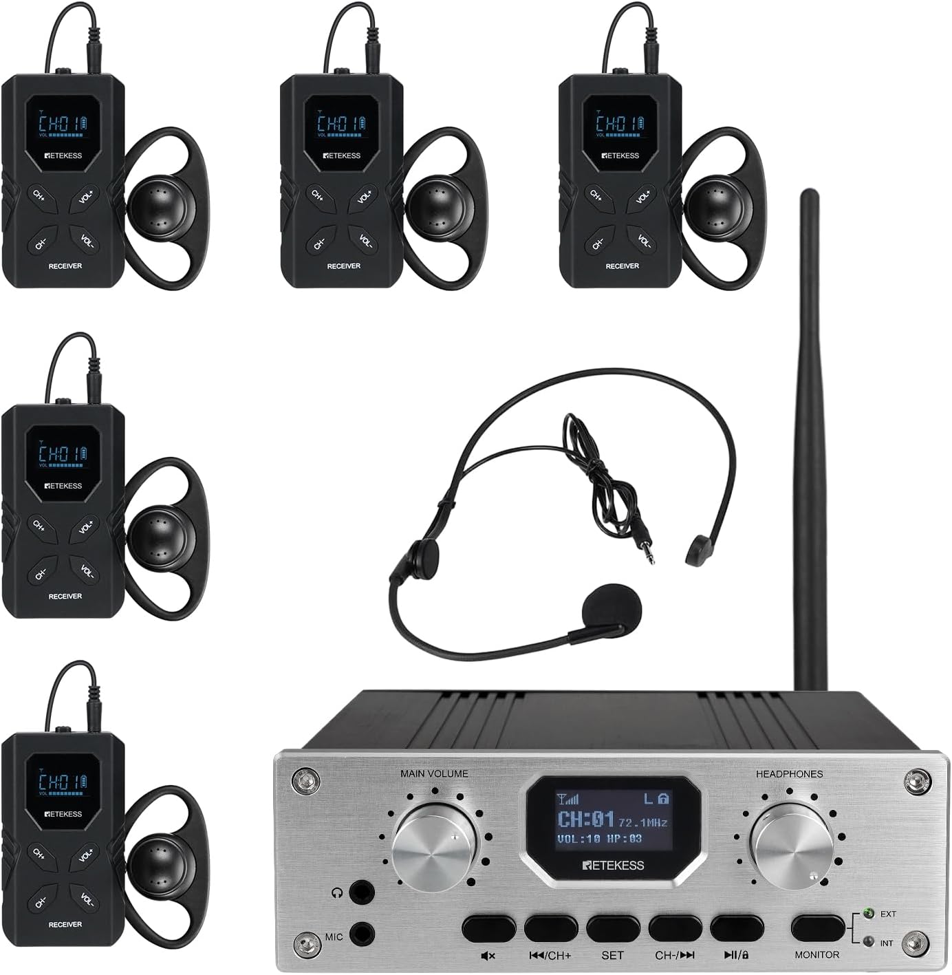 Amazon.com: Retekess TT119 Tour Guide System, Assistive Listening ...