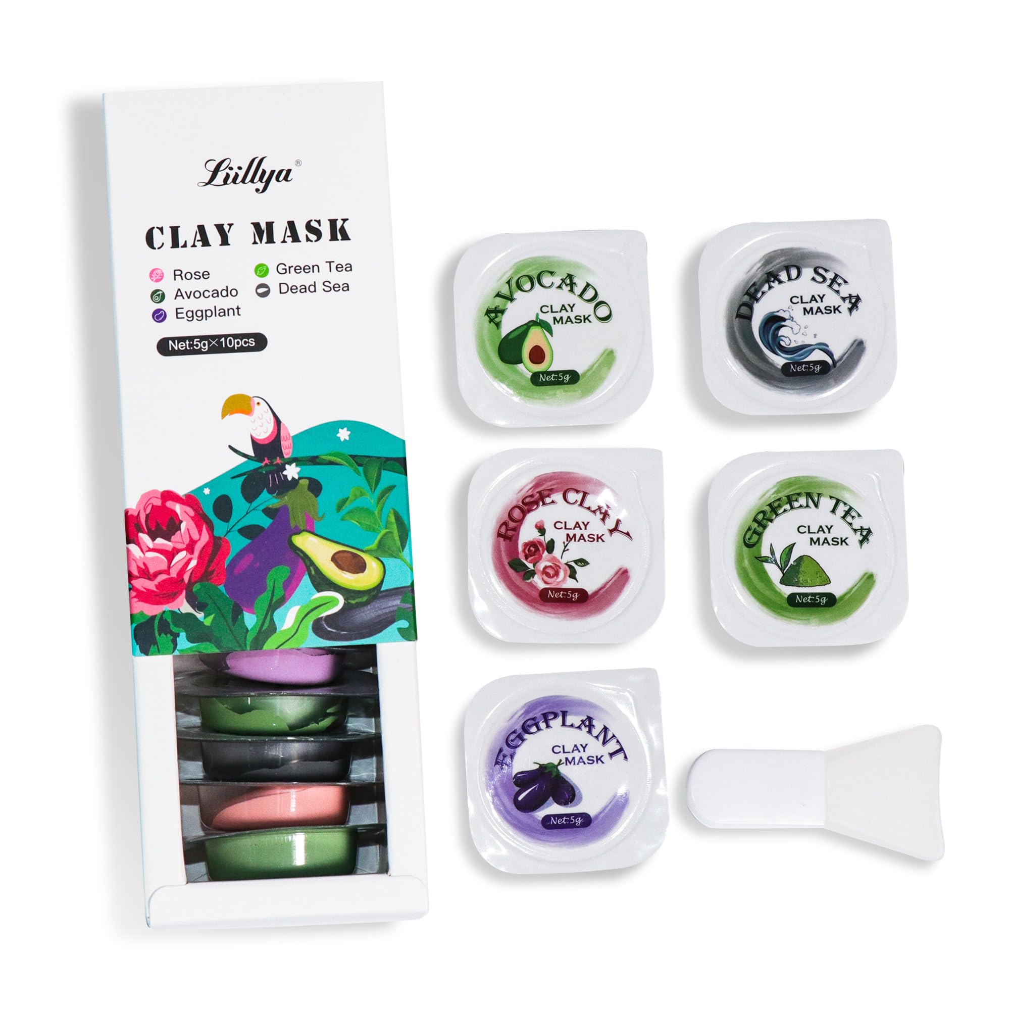 Amazon.com : Liillya 10 Pods Mud Mask Clay Mask Mini Face Mask Set with ...