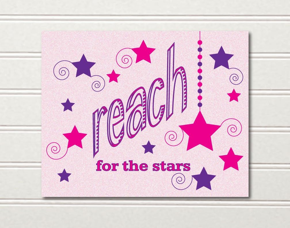 Amazon.com: "Reach for the Stars" 10 X 8 Girl's Art Print: Posters & Prints