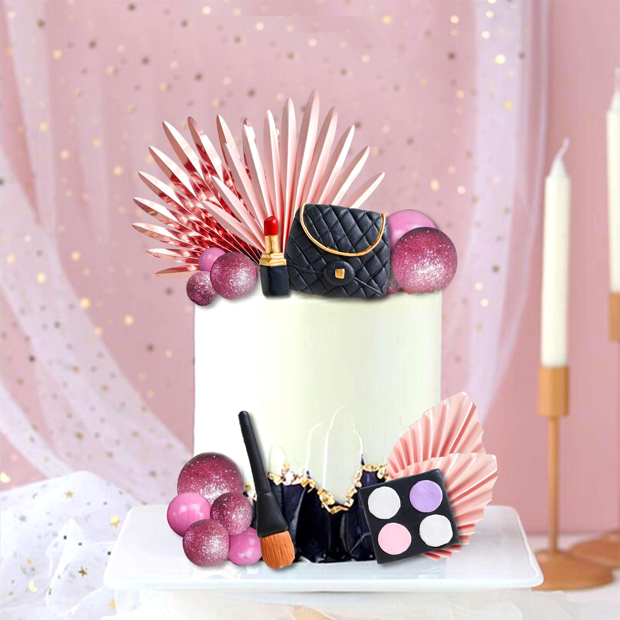 Snapklik.com : Makeup Cake Toppers Glamour Party Decorations Pink Girl ...
