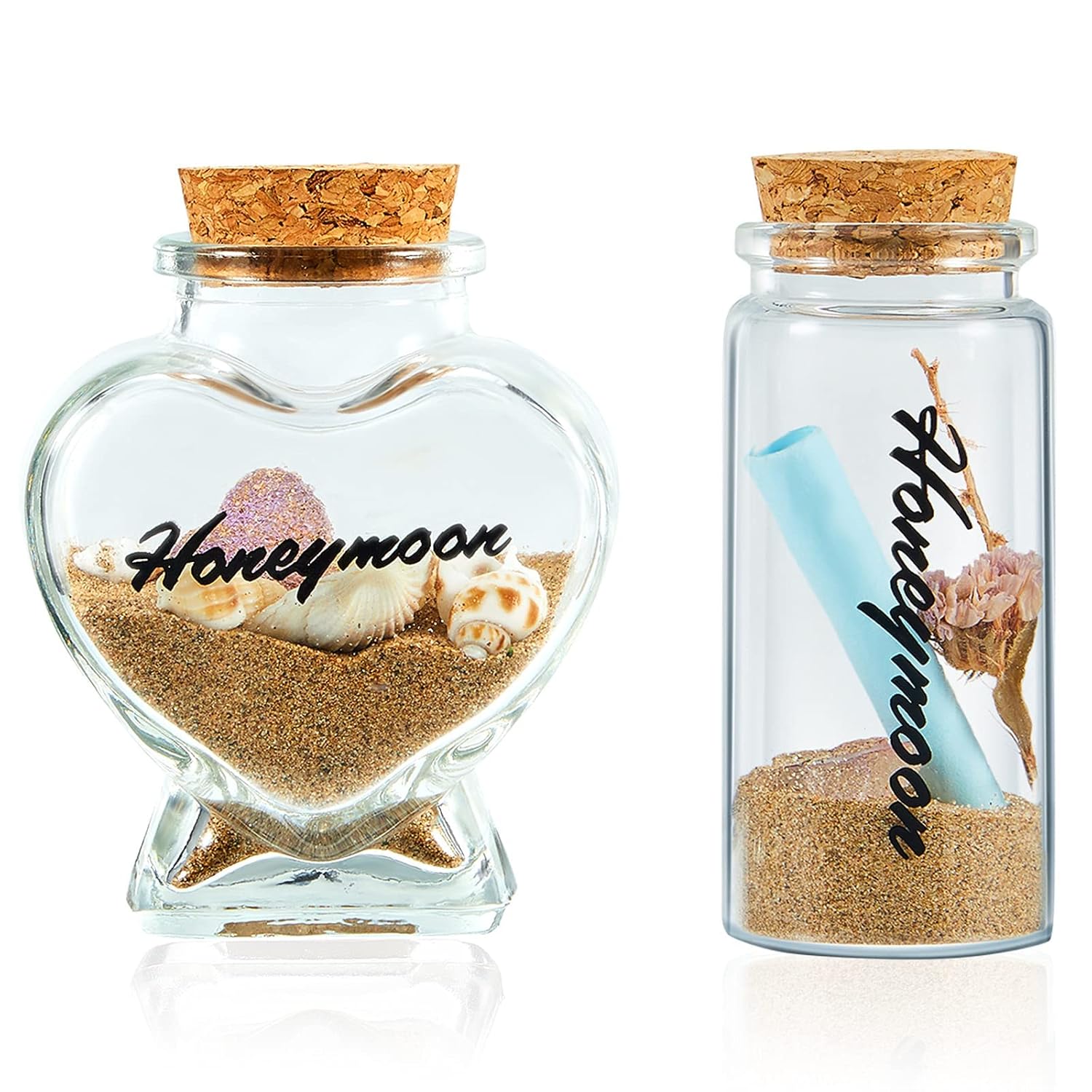 2 Pieces Honeymoon Sand Keepsake Jar Honeymoon Gifts Heart Shaped Clear ...