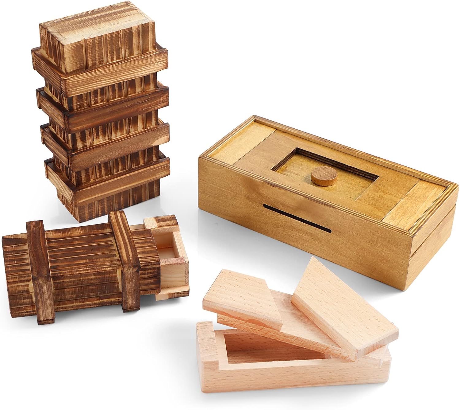 Amazon.com: Zhanmai 4 Pieces Wooden Puzzle Boxes Gift Card Wooden ...